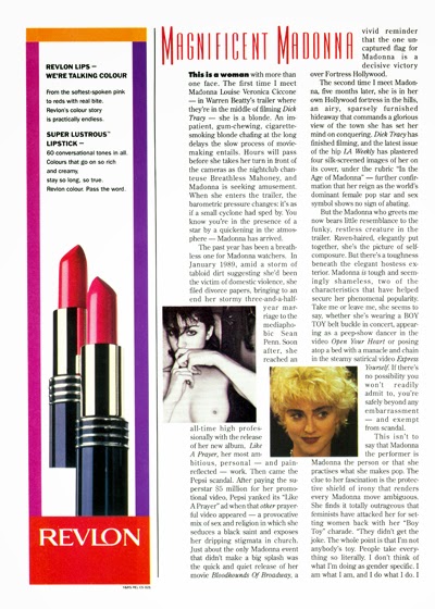 ON THE COVER: «COSMOPOLITAN» (USA) – MAYO 1990 – DIVINA MADONNA