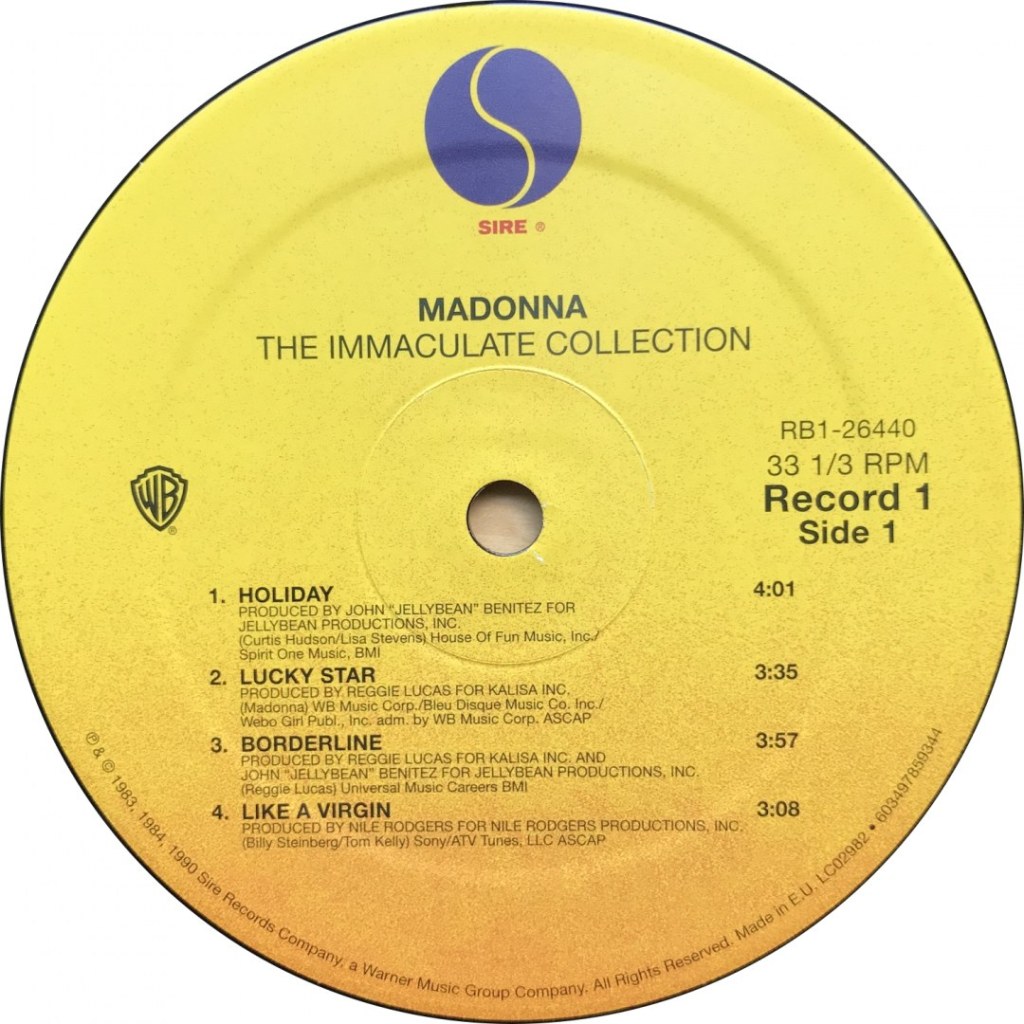 «THE IMMACULATE COLLECTION» – «RHINO’S» COLOURED VINYL RE-ISSUE ...