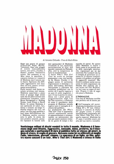 ON THE COVER: «MAX» (ITALIA) – SEPTIEMBRE 1987 – DIVINA MADONNA